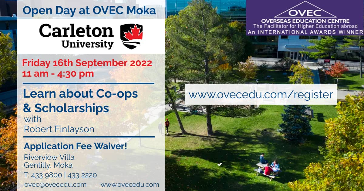 Carleton University, Canada, OPEN DAY @ OVEC Moka - Friday 16th September 2022 - Overseas ...