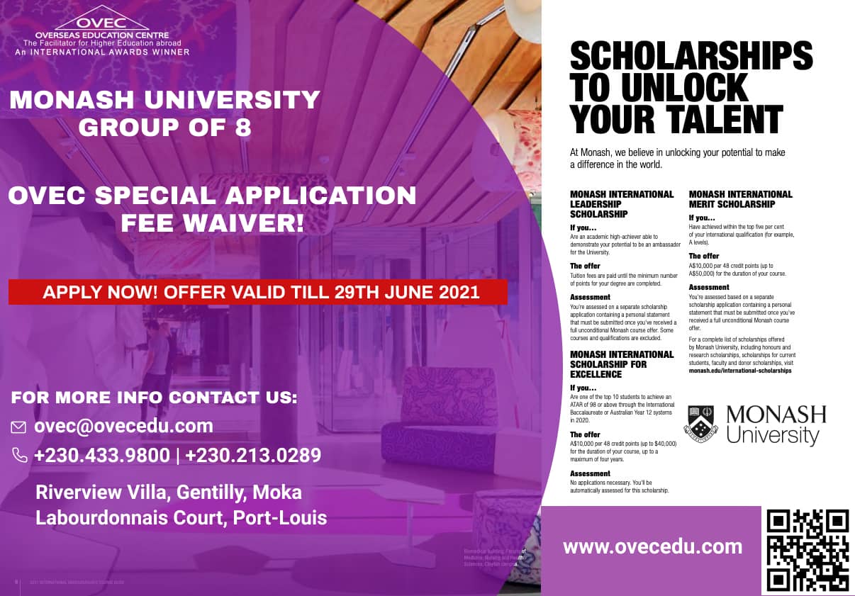 Monash University application fee waiver and scholarship - Overseas Education Centre (OVEC)