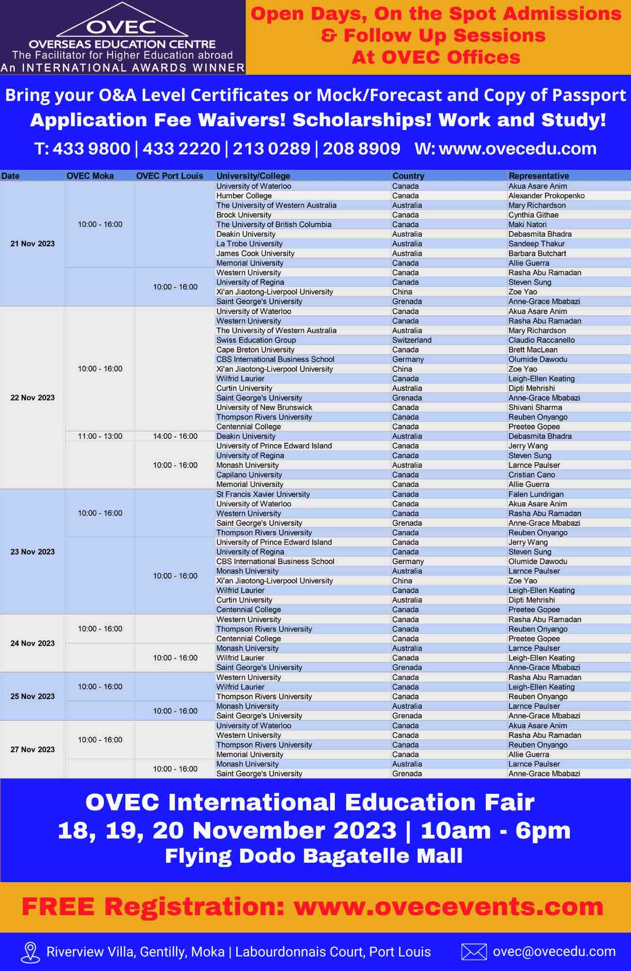 Open Days & Follow Up Sessions at OVEC Offices - Meet University ...