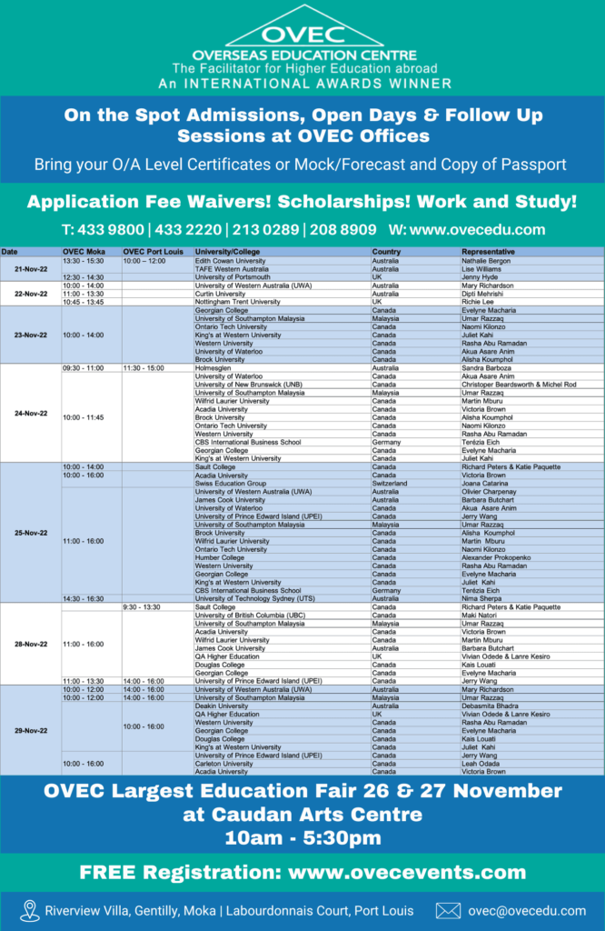 On the Spot Admissions, Open Days & Follow Up Sessions at OVEC Offices - Overseas Education ...
