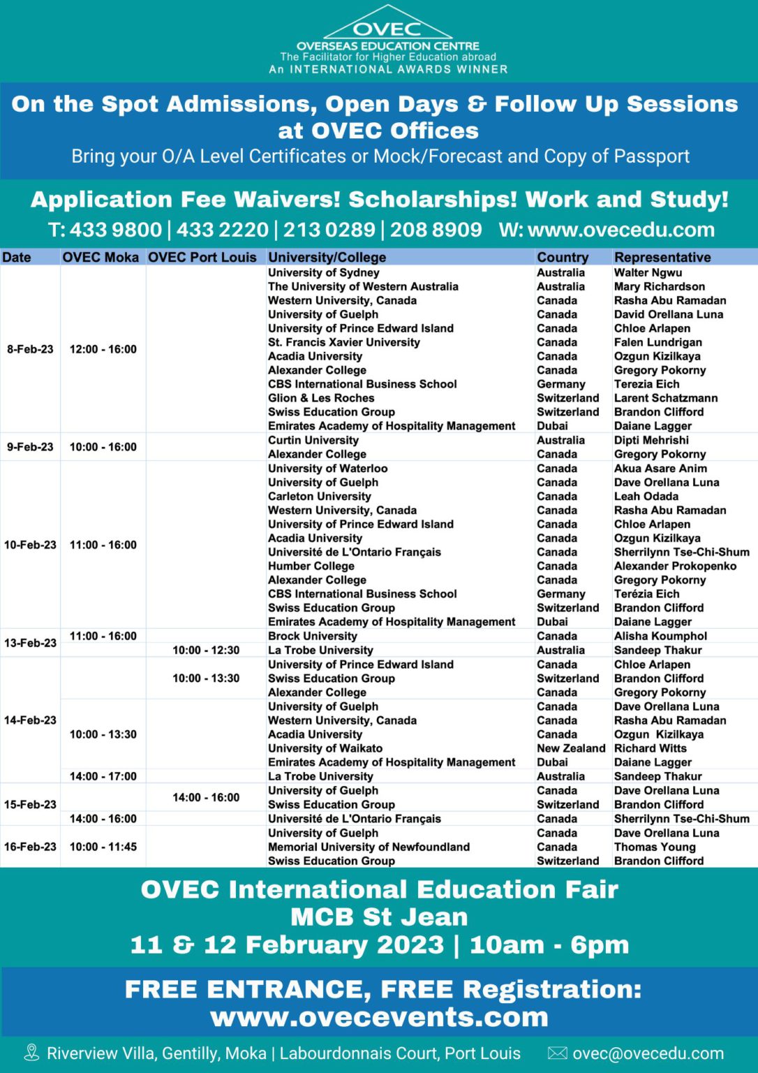 On the Spot Admissions, Open Days & Follow Up Sessions at OVEC Offices - Overseas Education ...