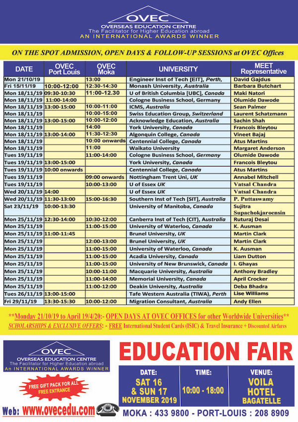 On the spot admissions, open days and follow-up sessions at OVEC ...