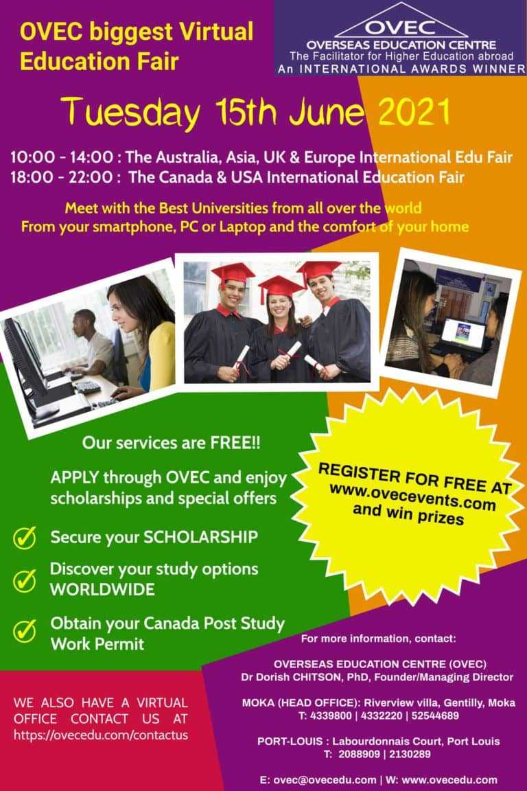 OVEC Virtual Fair Tuesday June 15th 2021 - Overseas Education Centre (OVEC)