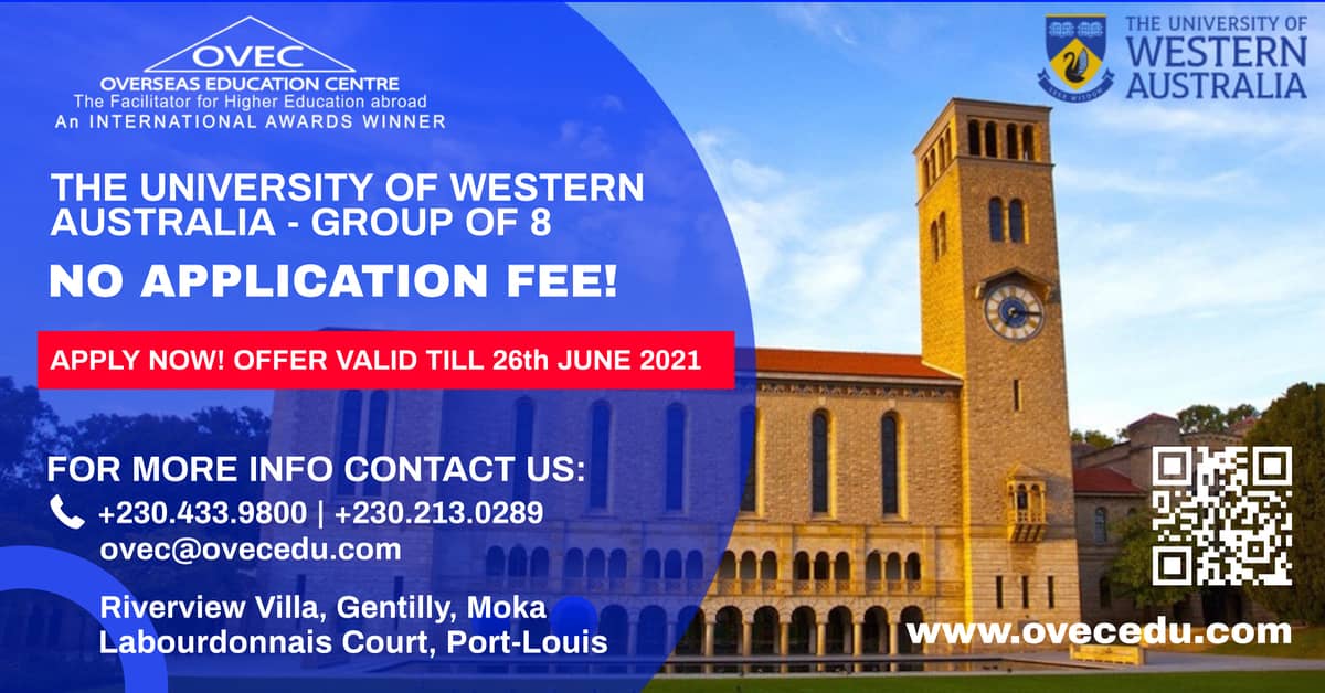 The University of Western Australia - Application fee waiver - Overseas Education Centre (OVEC)