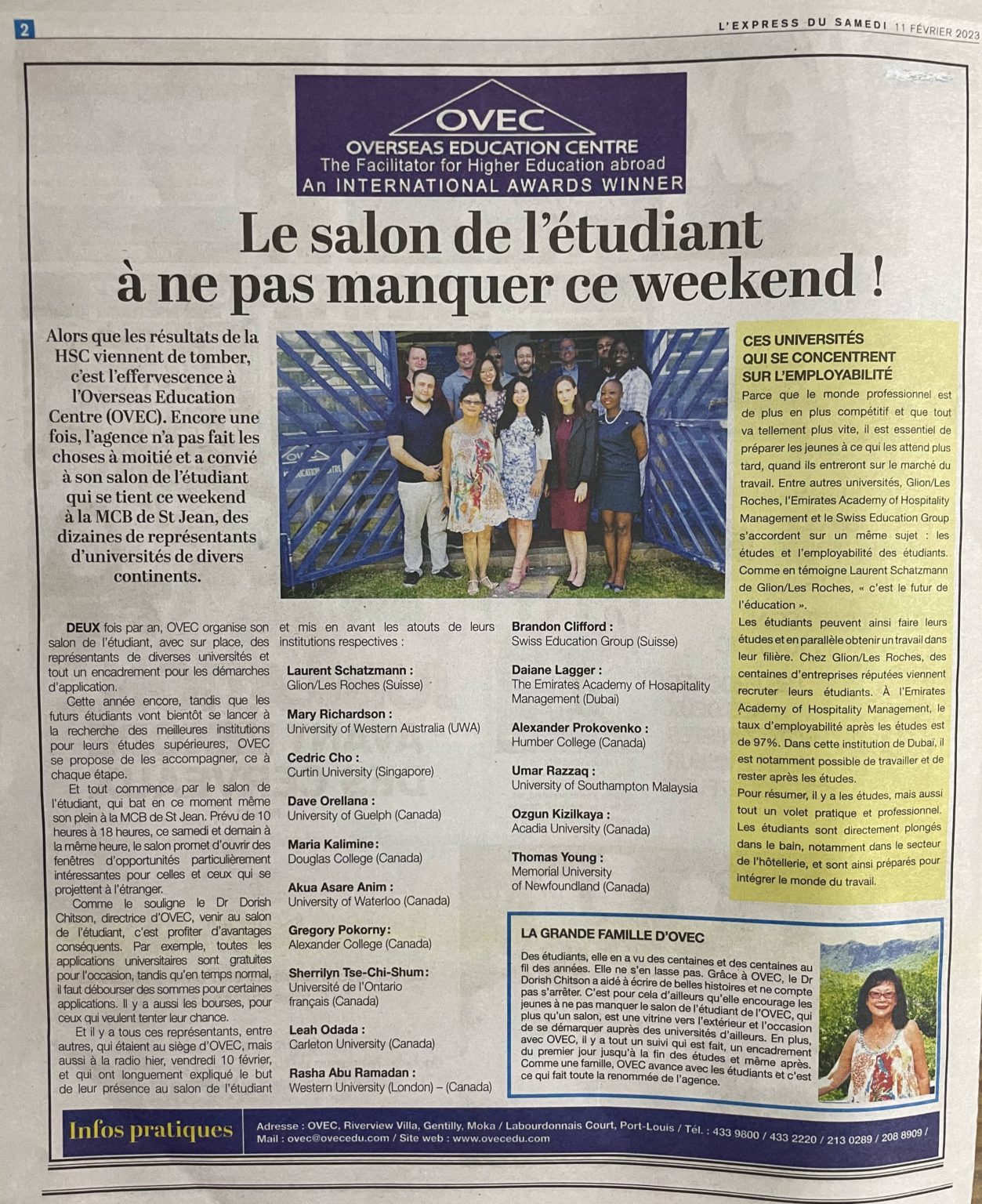 OVEC February 2023 Fair Exhibitors - Interview by L’express Samedi ...