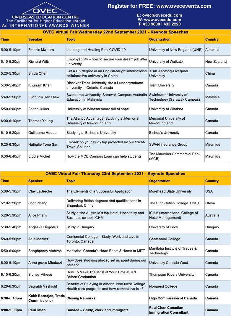 OVEC September 2021 Virtual Fair: Watch exciting and informative Keynote presentations ...